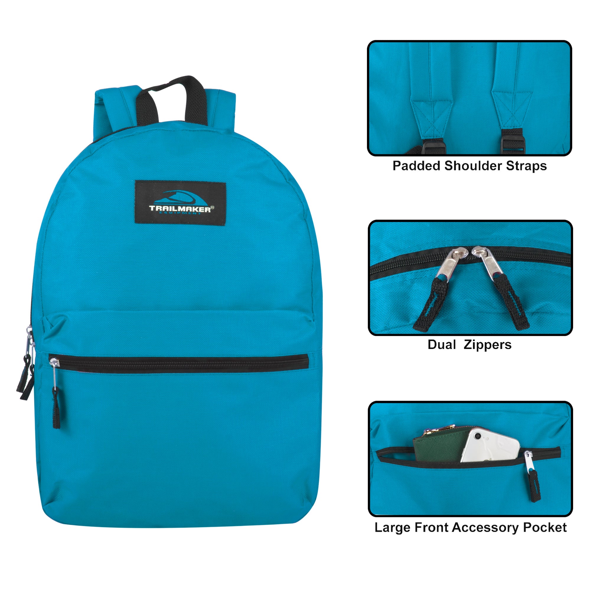 Bulk 24-pack 43cm Classic Backpack Rucksack - 4 Bright Colours ...